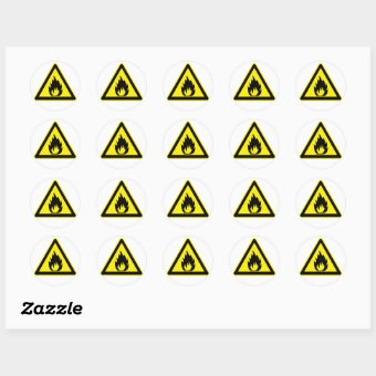 Flammable Sign Classic Round Sticker | Zazzle