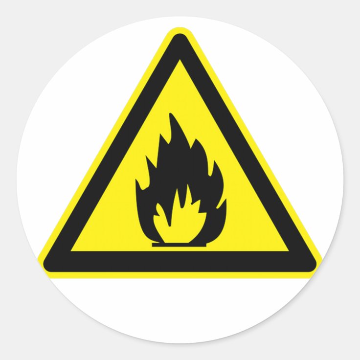 Flammable Sign Classic Round Sticker | Zazzle