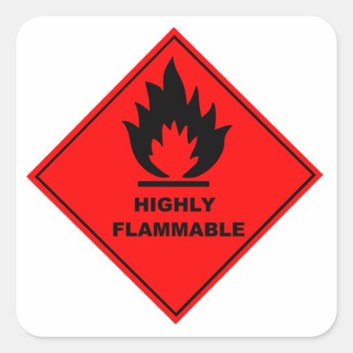 Flammable Warning Sign Square Sticker | Zazzle