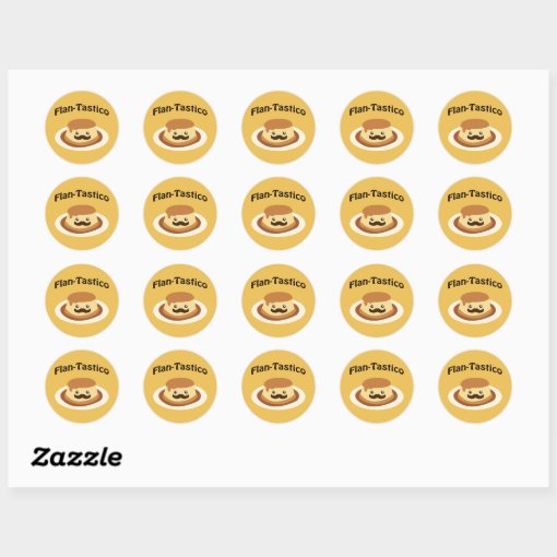 Flan-Tastico! Cute Flan Classic Round Sticker | Zazzle