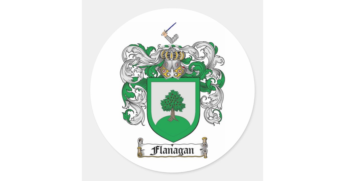 FLANAGAN FAMILY CREST - FLANAGAN COAT OF ARMS CLASSIC ROUND STICKER ...