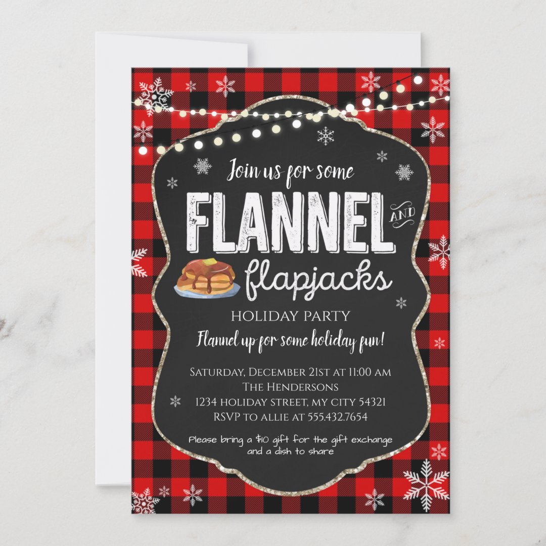 Flannel and Flapjacks Christmas Invitation | Zazzle