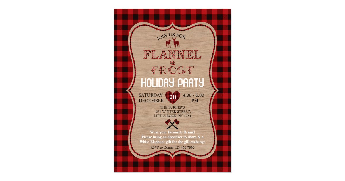Flannel and Frost Lumberjack Holiday Party Invitation | Zazzle.com