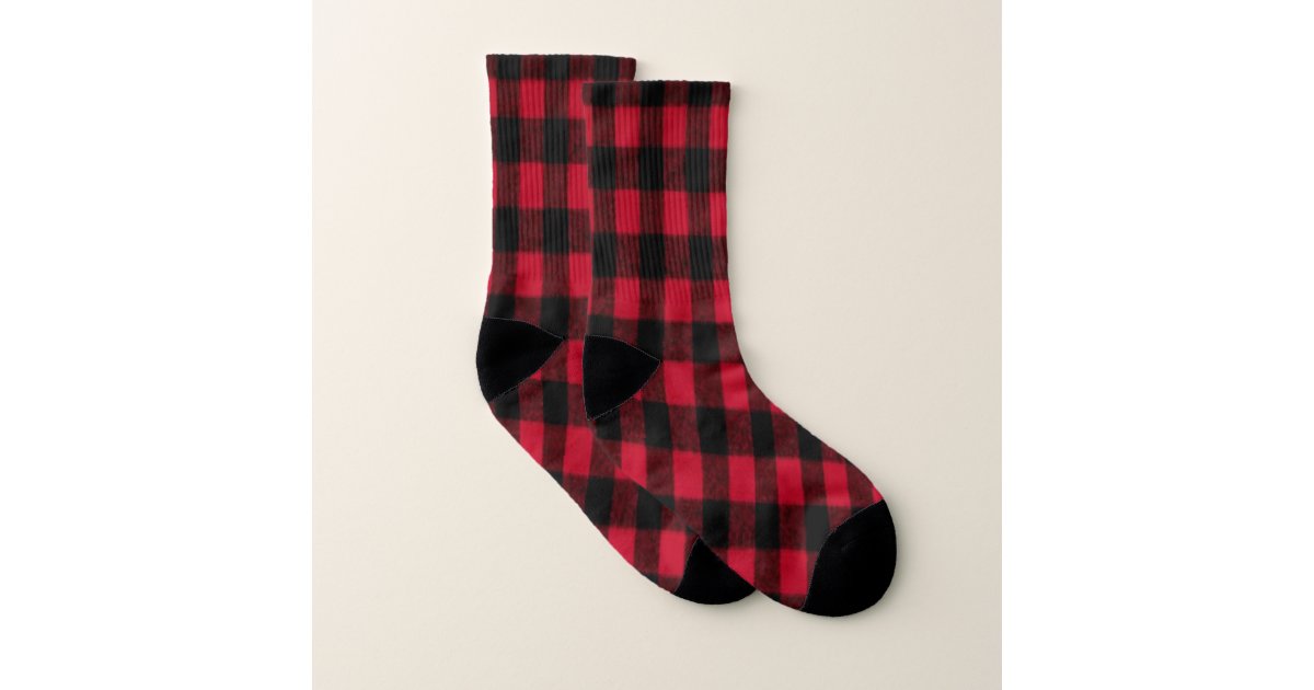 Flannel Buffalo Plaid Red lumberjack texture Socks | Zazzle