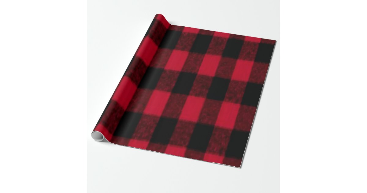 Flannel Buffalo Plaid Red lumberjack texture Wrapping Paper | Zazzle