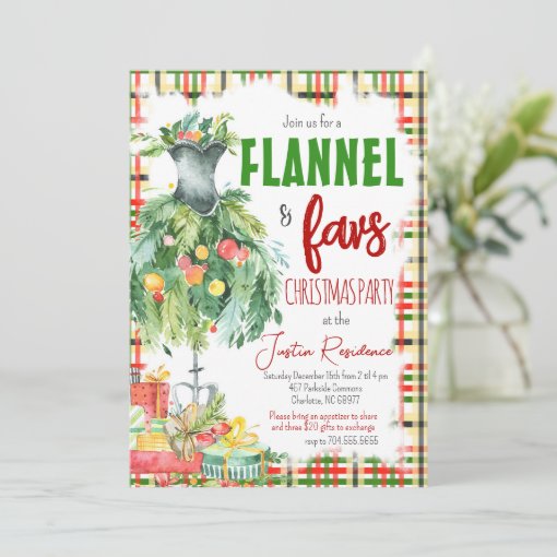 Flannel & Favorite Things Christmas invitation | Zazzle