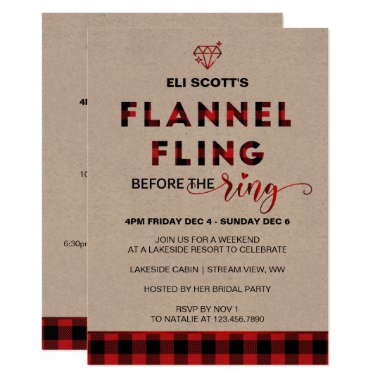 Flannel Fling Bachelorette Invitation + Itinerary | Zazzle.com