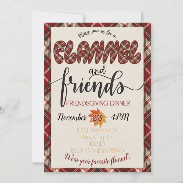 Flannel & Friends Friendsgiving Dinner Invitation | Zazzle