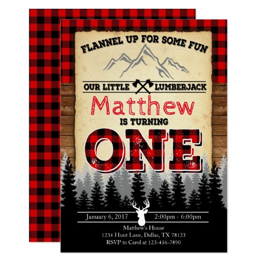 Flannel Lumberjack Birthday Party Invitation | Zazzle.com