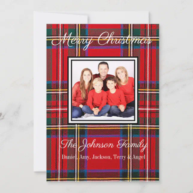 Flannel Personalized Family Photo Christmas Card | Zazzle