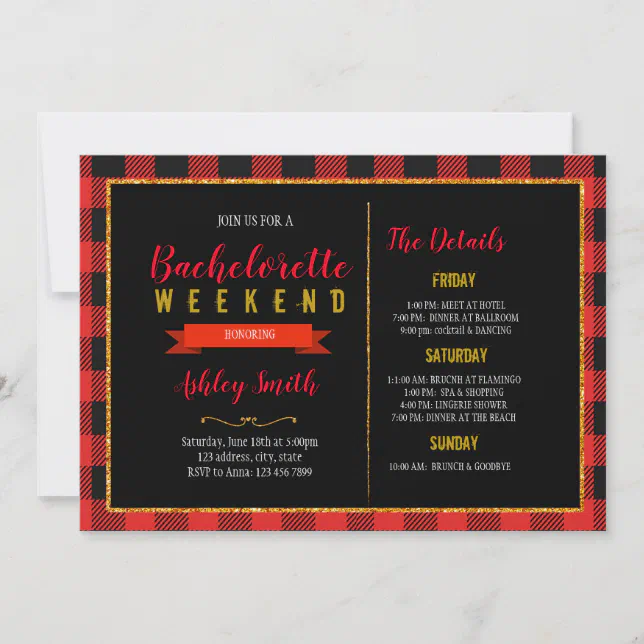 Flannels fur and fizz bachelorette invitation | Zazzle