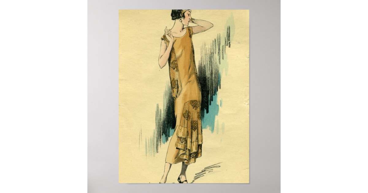 Flapper-1920's Fashion Illustration Poster-Print Poster | Zazzle