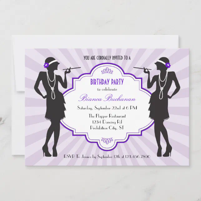 Flapper Birthday Party Invitation | Zazzle