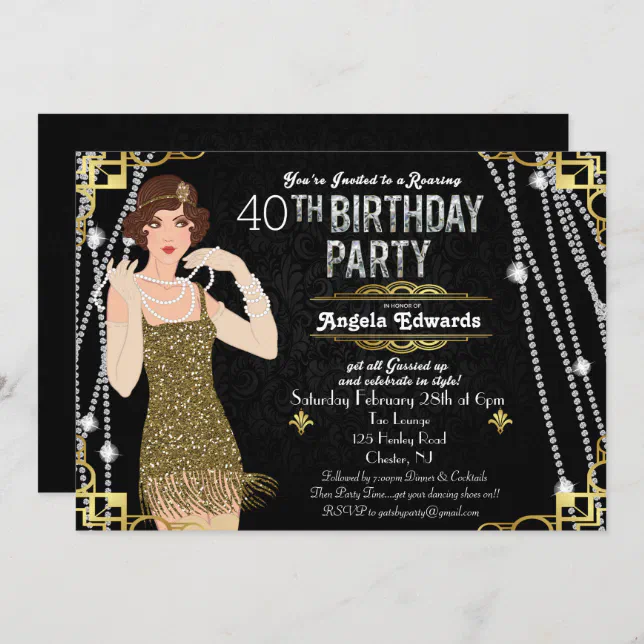 Flapper Girl Birthday Invitation | Zazzle