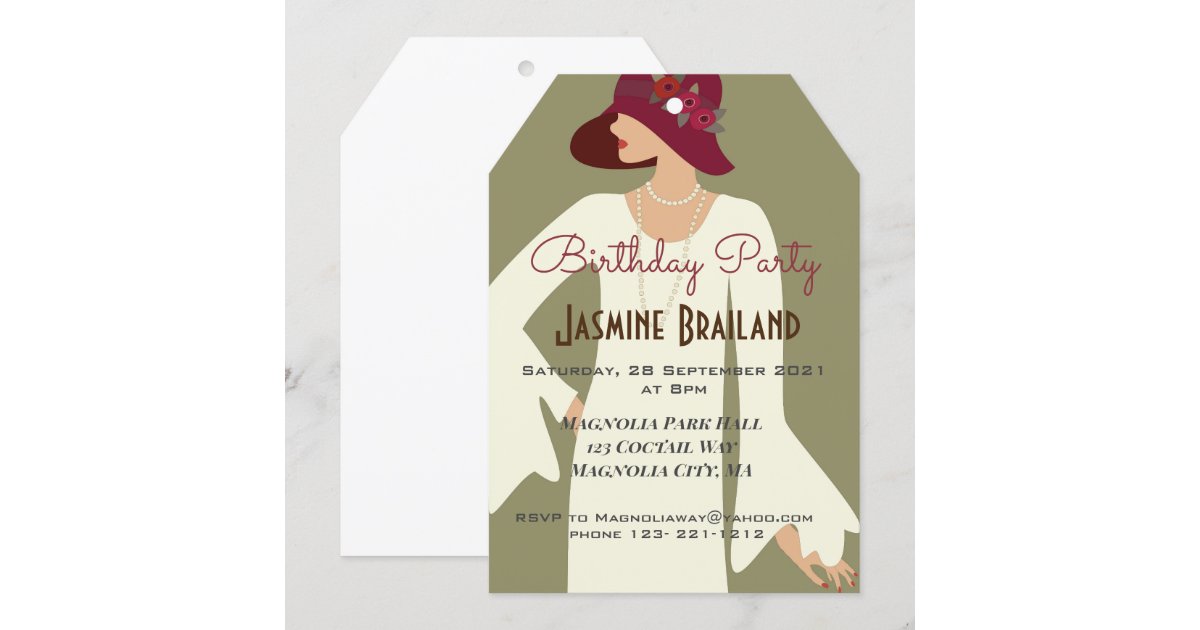 Flapper Girl Birthday Party invitaion Invitation | Zazzle