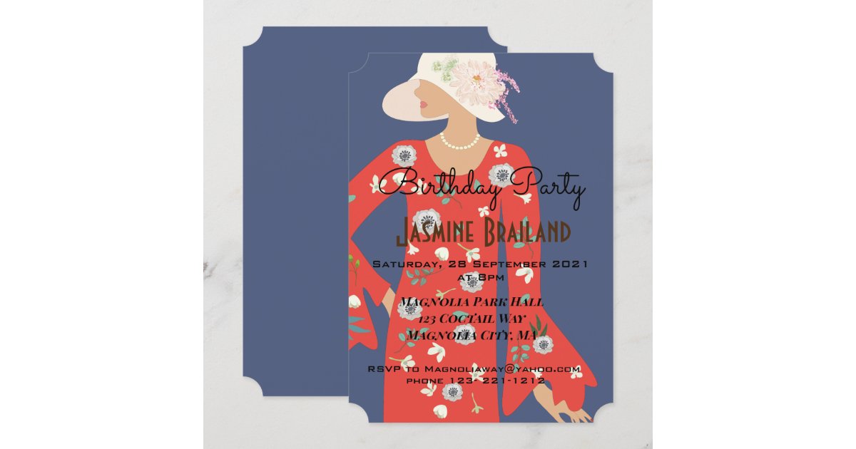 Flapper Girl Birthday Party invitaion Invitation | Zazzle