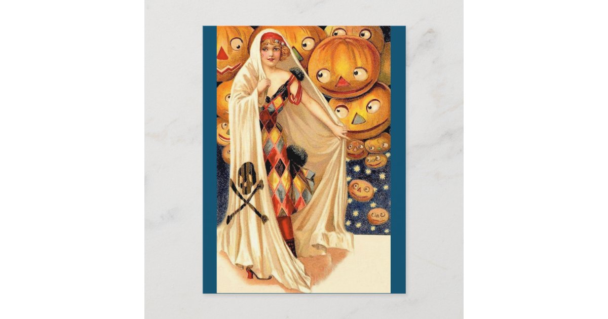 Flapper girl Halloween Postcard | Zazzle