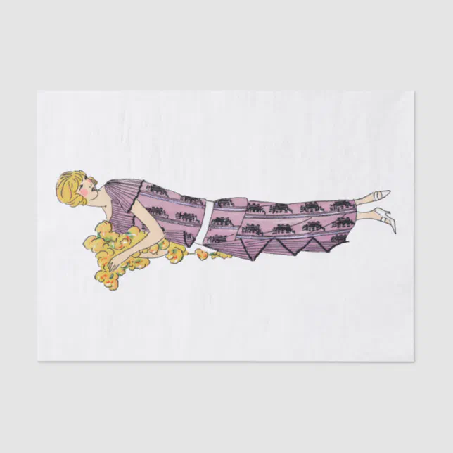 Flapper woman with flower, Decoupage Tissue Paper | Zazzle
