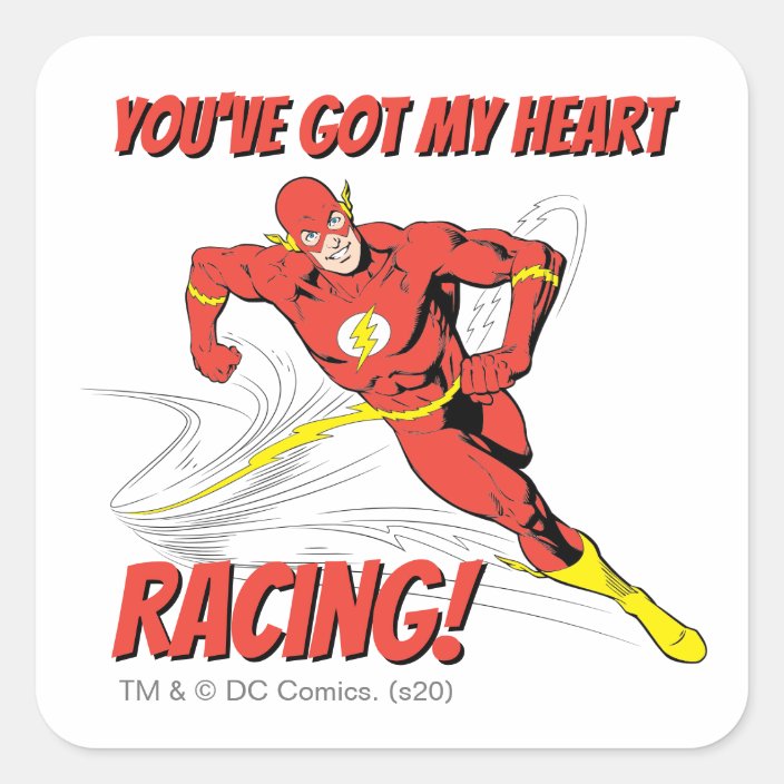 Flash - You've Got My Heart Racing Valentine Square Sticker | Zazzle.com