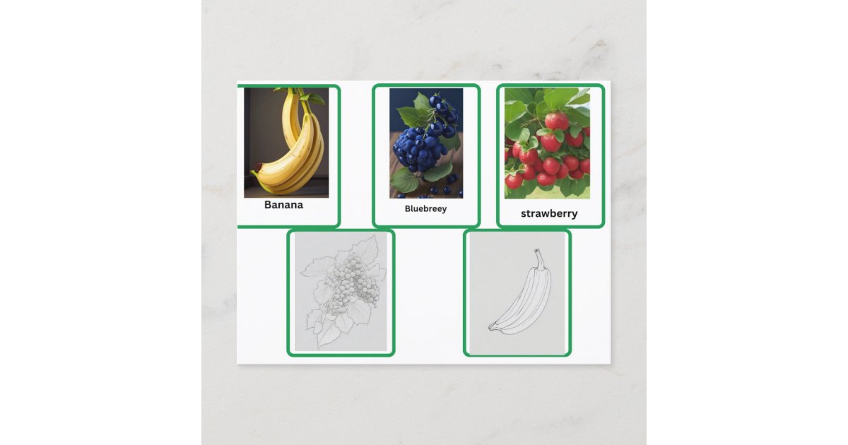flashcards of fruit kids and adult postcard | Zazzle