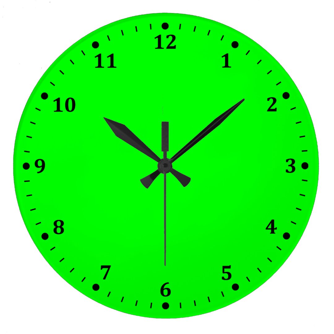 Flashy Bright Neon Green Accent Color Large Clock | Zazzle