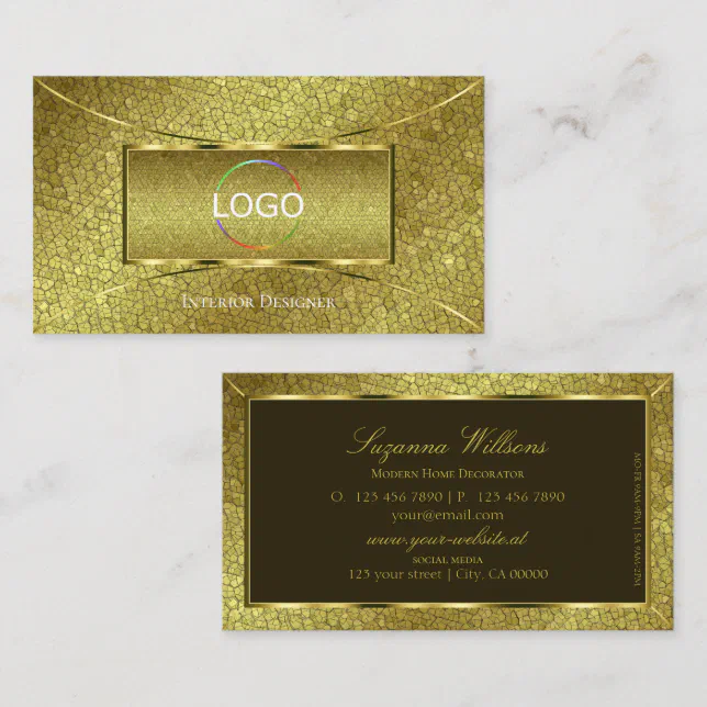 Flashy Golden Snake with Gold Decor and Logo Cool Business Card | Zazzle