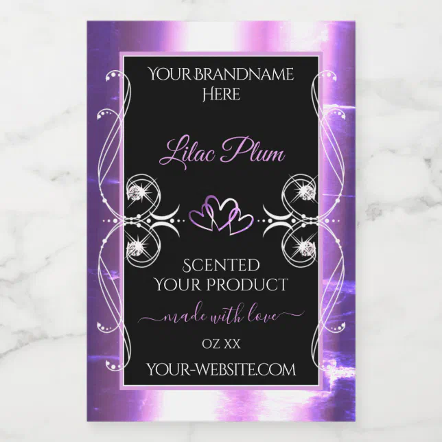 Flashy Light Purple Black Product Labels Diamonds | Zazzle