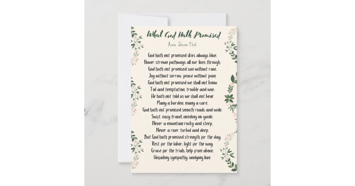 Flat Card What God Hath Promised | Zazzle