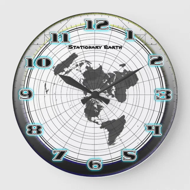Flat Earth Gleasons Stationary Map of the World Large Clock | Zazzle