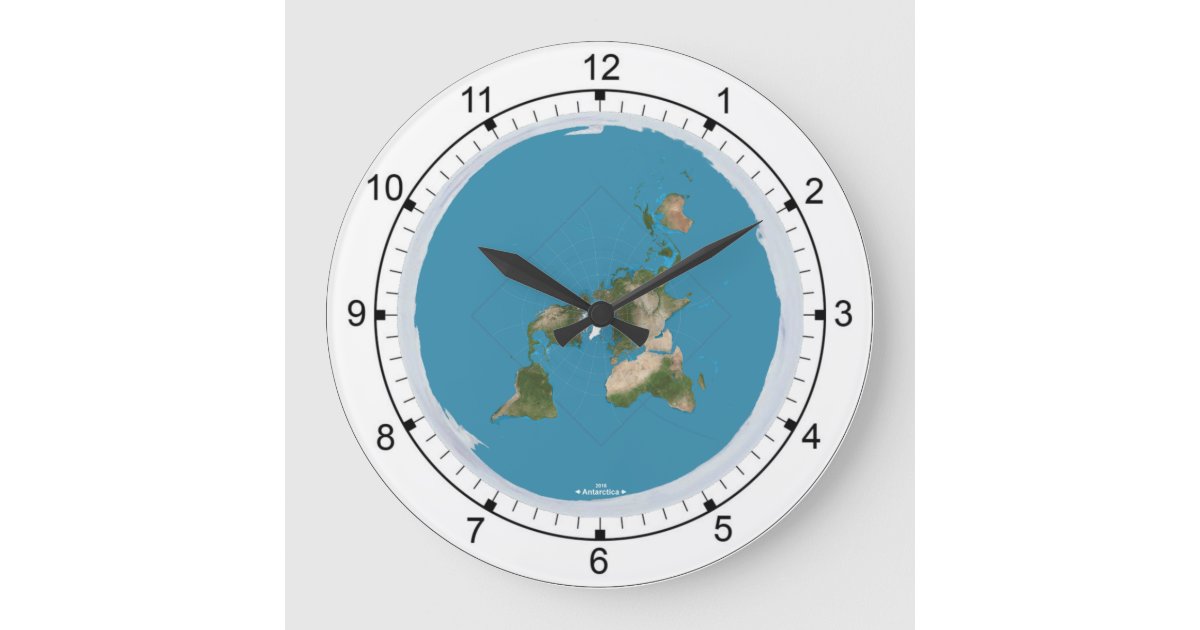 Flat Earth Large Wall Clock | Zazzle
