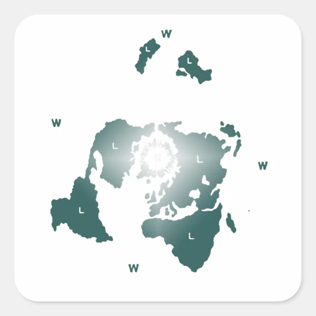 Flat Earth Map, Azimuthal Equidistant Map Zetetic Square Sticker | Zazzle