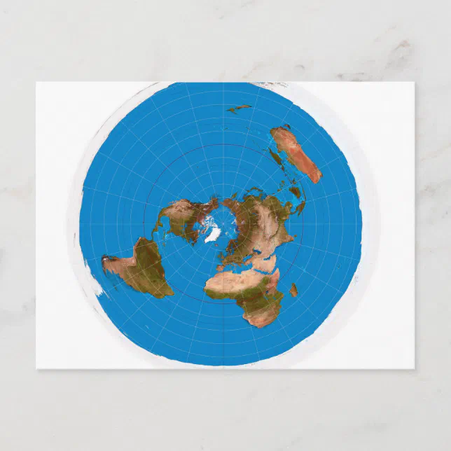 Flat Earth Map - Azimuthal Equidistant Projection Postcard | Zazzle