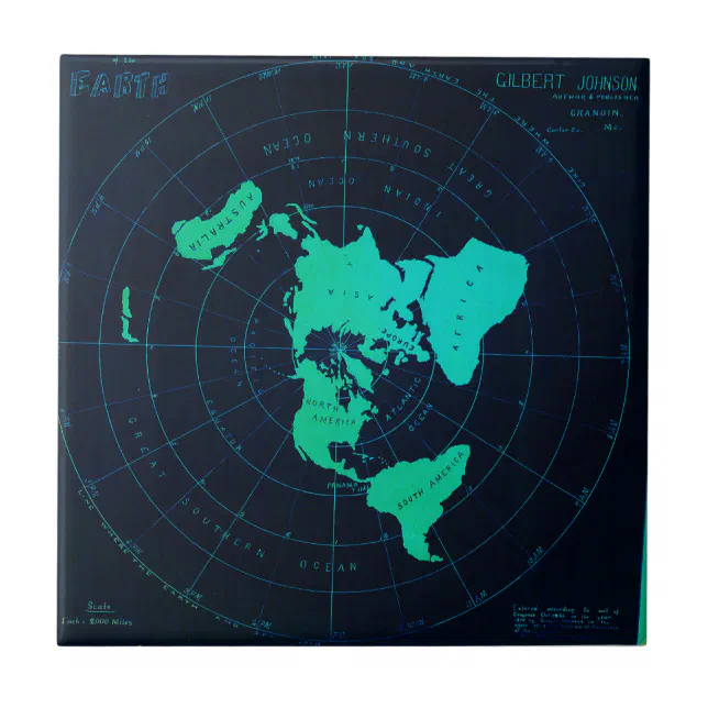 Flat Earth Map (Azimuthal equidistant projection) Tile | Zazzle