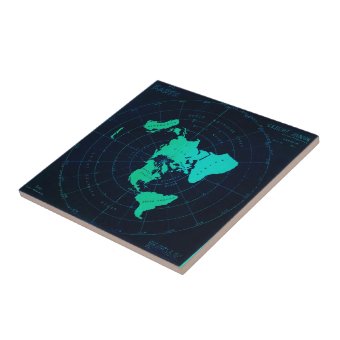 Flat Earth Map (Azimuthal equidistant projection) Tile | Zazzle