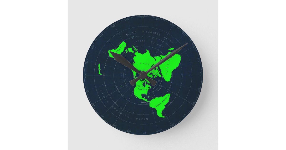 Flat Earth Map Disk Clock | Zazzle