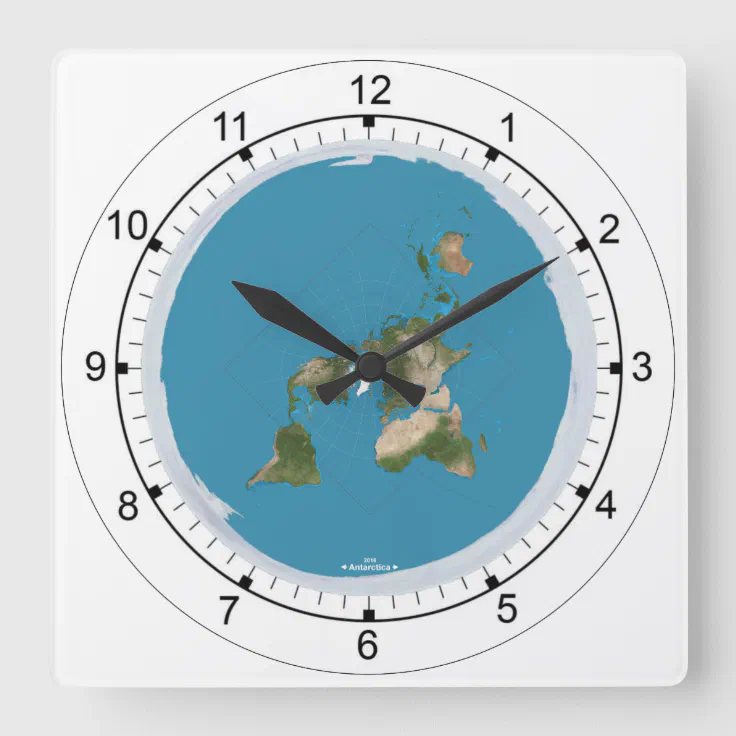 Flat Earth Map Disk Clock | Zazzle