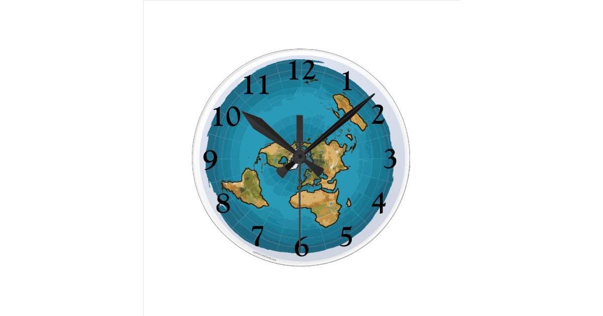 Flat Earth Map Round Clock | Zazzle.com