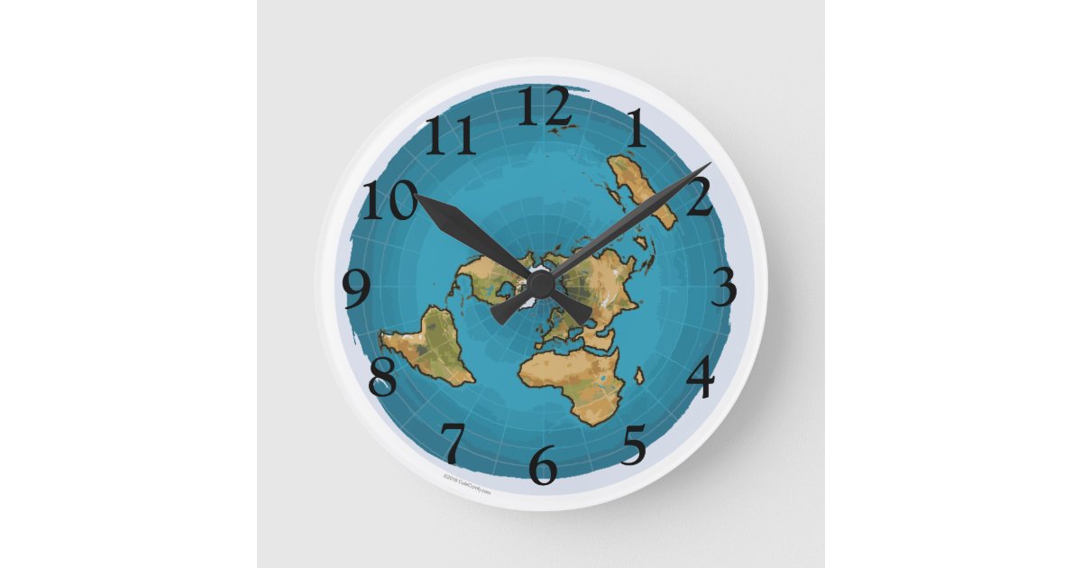 Flat Earth Map Round Clock | Zazzle