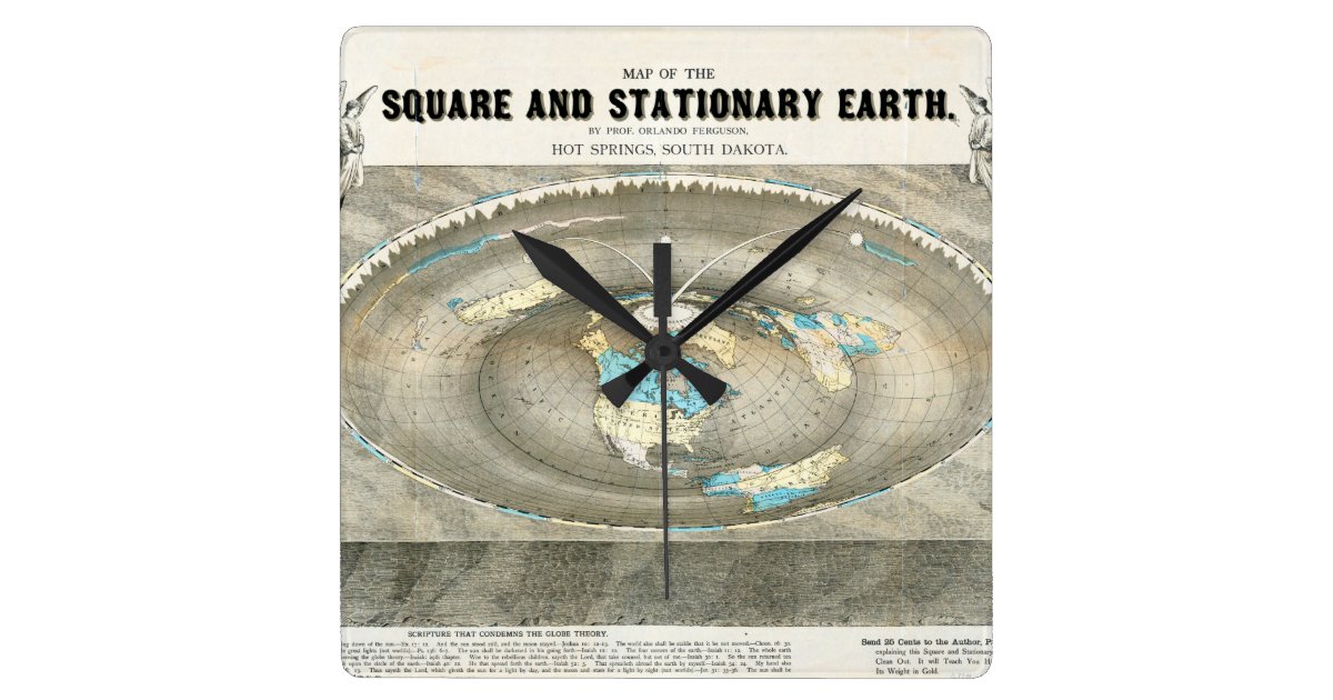 Flat Earth Map Square Wall Clock | Zazzle.com