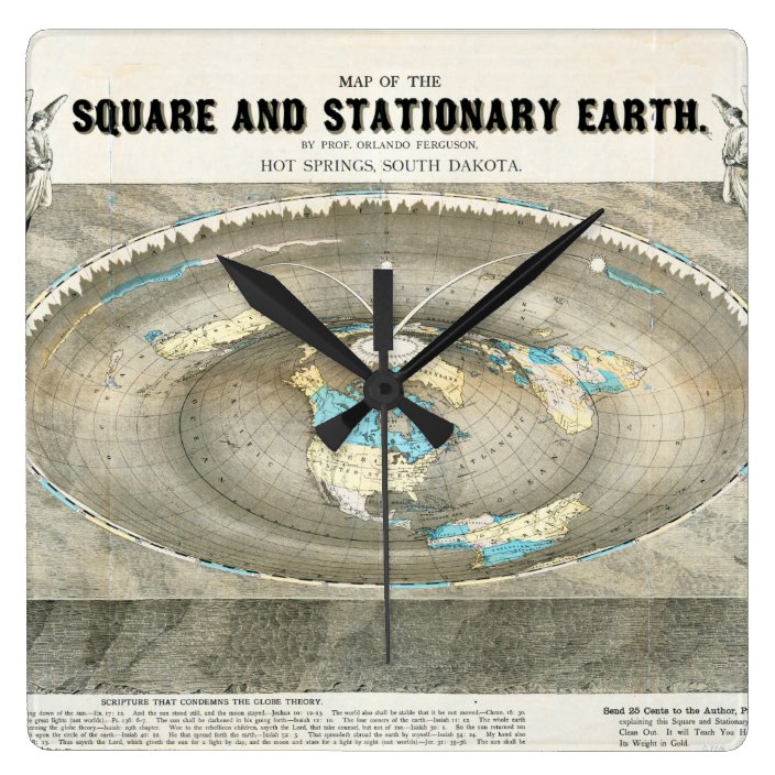 Flat Earth Map Square Wall Clock | Zazzle.com