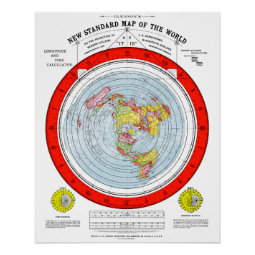 Flat Earth Standard Map of the World T Shirt Poster | Zazzle