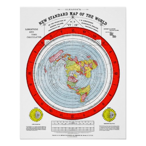 Flat Earth Standard Map of the World T Shirt Poster | Zazzle