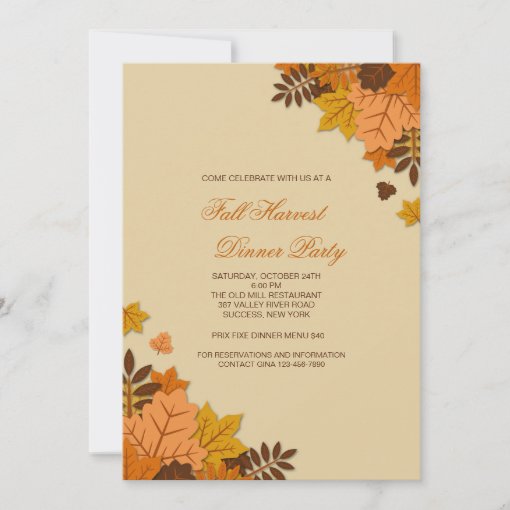 Flat Fall Leaves Invitation | Zazzle