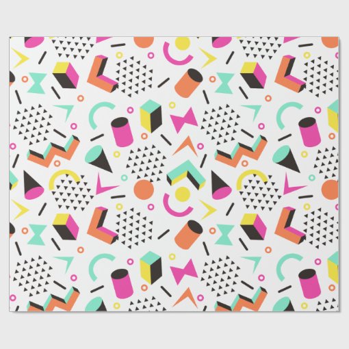 Flat Geometric Squiggly Memphis bold pattern 1980s Wrapping Paper | Zazzle