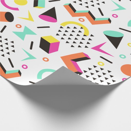 Flat Geometric Squiggly Memphis bold pattern 1980s Wrapping Paper | Zazzle