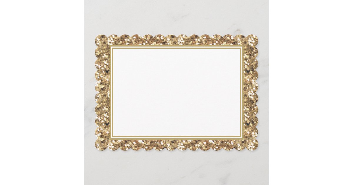Flat Note Card-Gold Glitter Border | Zazzle.com