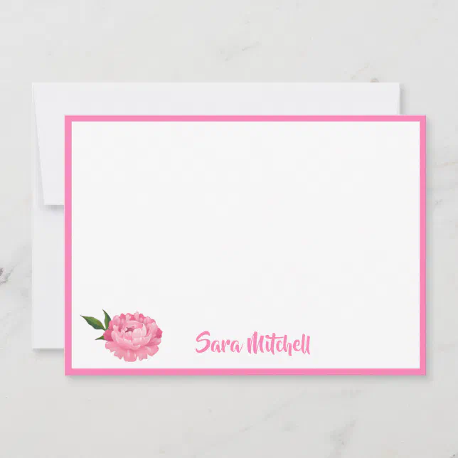Flat Note Card-Peony | Zazzle