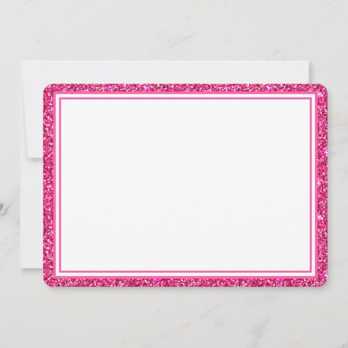 Flat Note Card-Pink Glitter Border | Zazzle.com