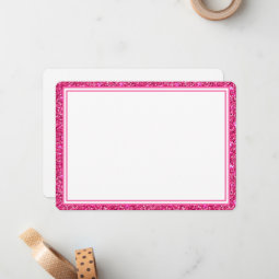 Flat Note Card-Pink Glitter Border | Zazzle