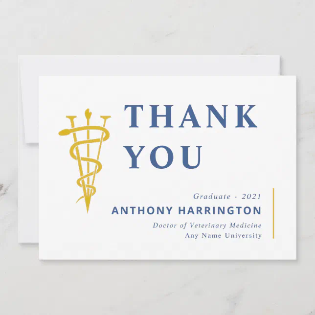 Flat Veterinary Symbol Blue Maize Thank You Card | Zazzle